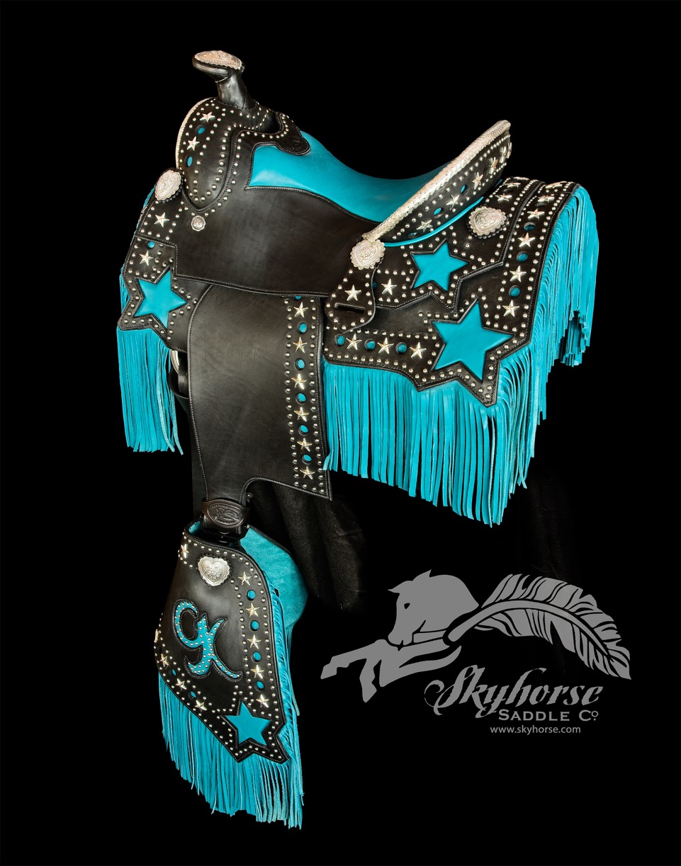 Turquoise & Fuscia Fringe Saddles – Skyhorse Saddles